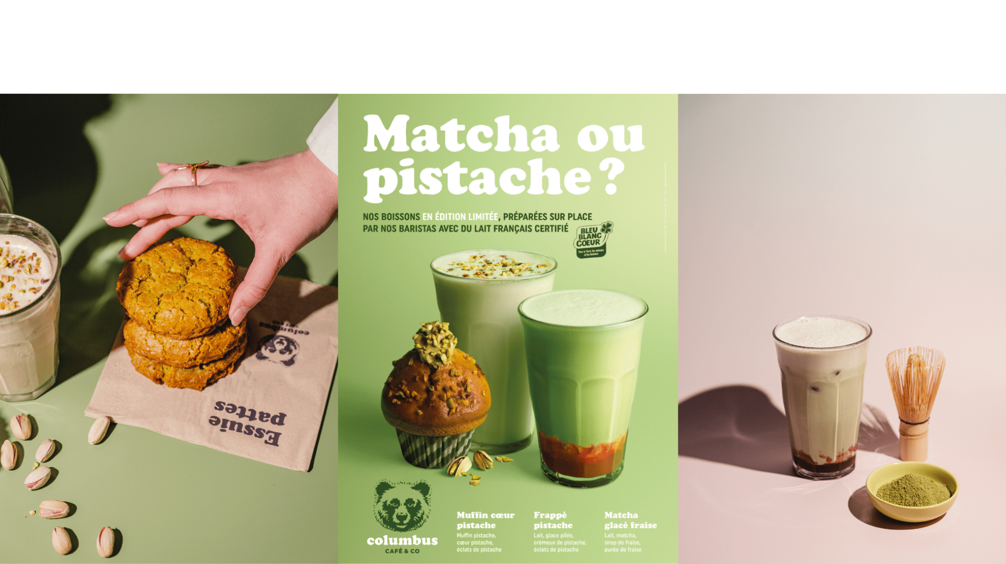 Matcha latte ou cookies pistache ? – Columbus Café & Co